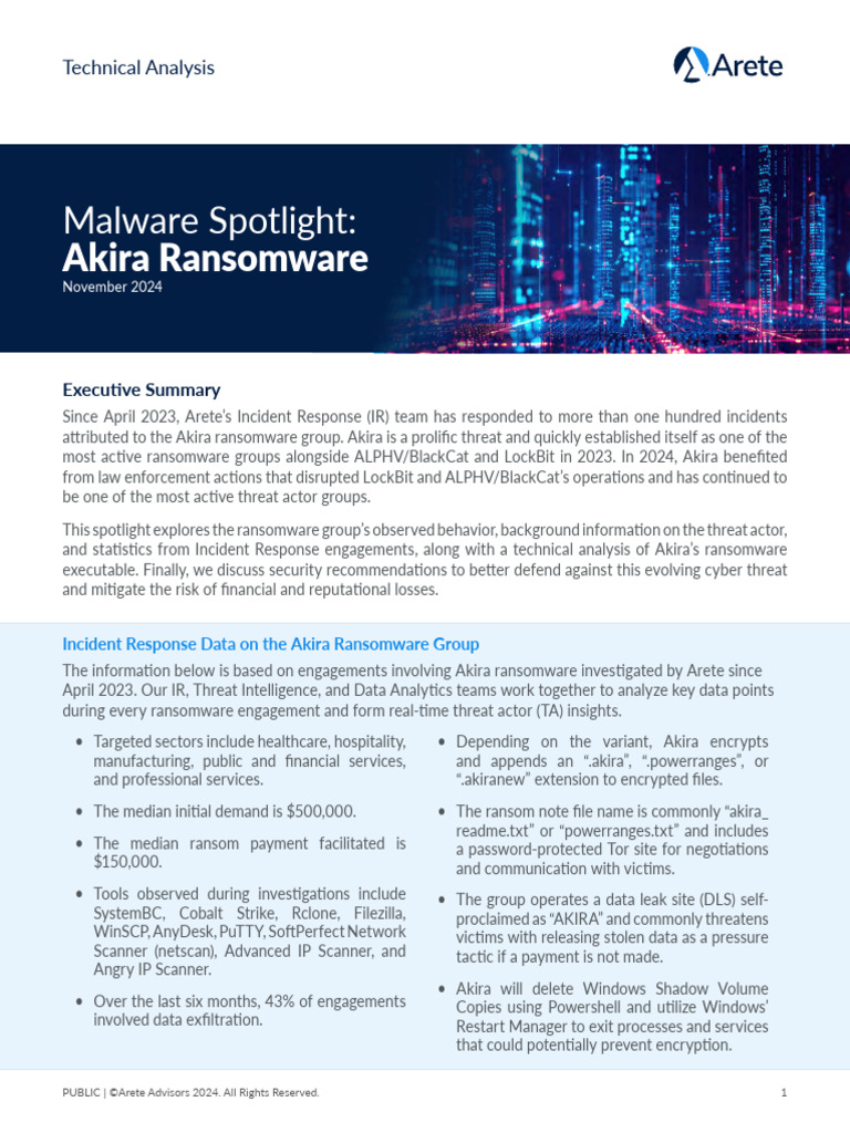 Malware Spotlight Akira Ransomware | PDF | Ransomware | Windows Registry