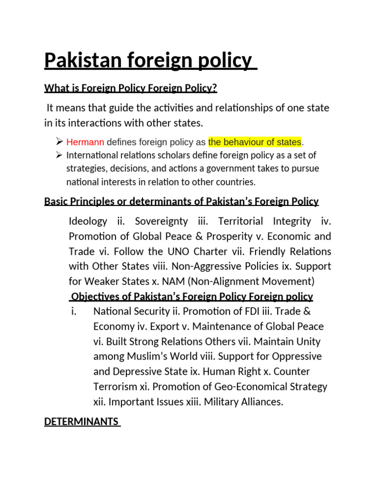 Pakistan Foreign Policy | PDF | Pakistan | Zulfikar Ali Bhutto
