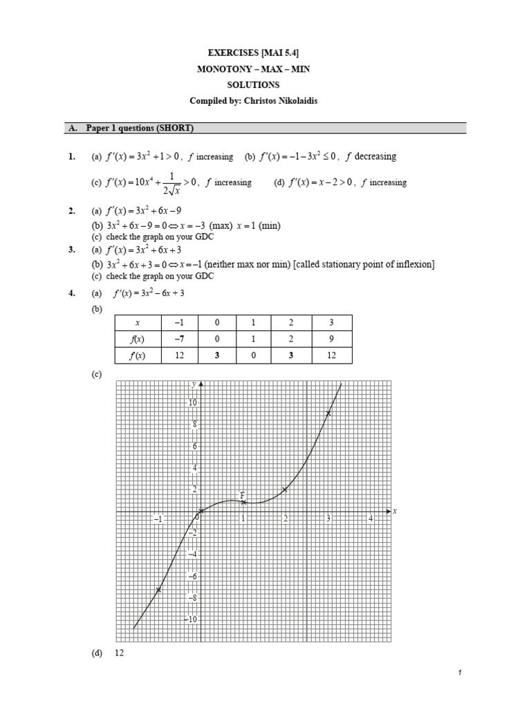 (MAI 5.4 MONOTONY - MAX - MIN - Solutions | PDF | Mathematical ...