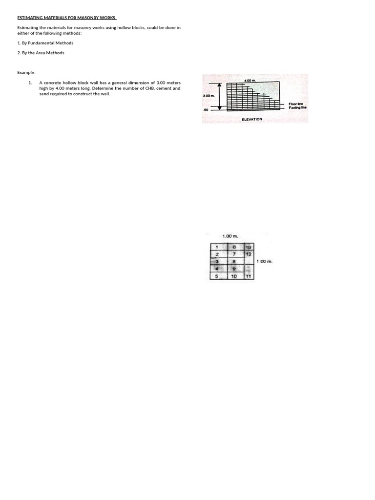 Estimating Materials For Masonry Works (AutoRecovered) | PDF | Mortar ...