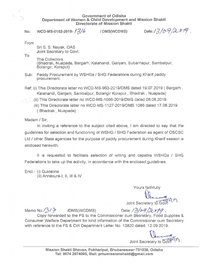 Paddy Procurement Guideline With Letter | PDF