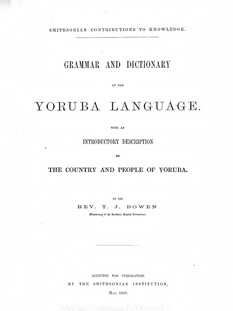 Yoruba Dictionary 1858 (Bowen) | PDF | Idolatry | Maize