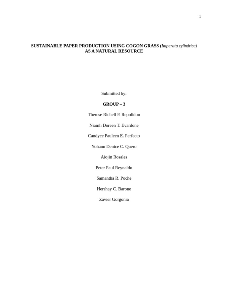 Sustainable Paper from Cogon Grass | PDF | Paper | Papermaking