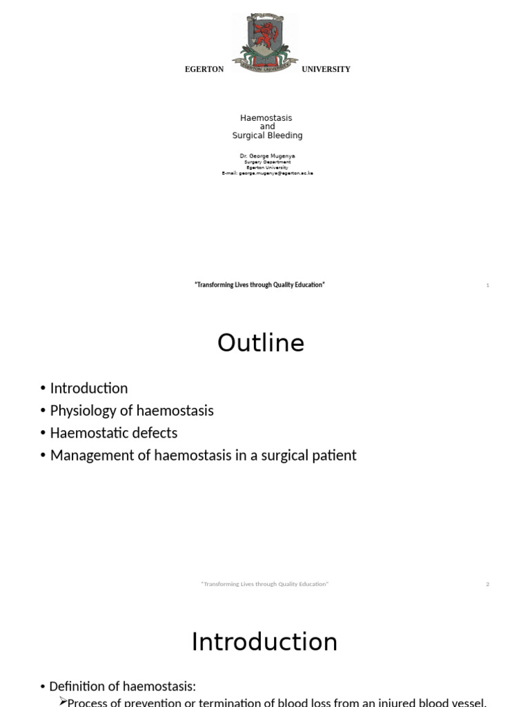 Haemostais and Surgical Bleeding - Copy | PDF | Hemostasis | Bleeding