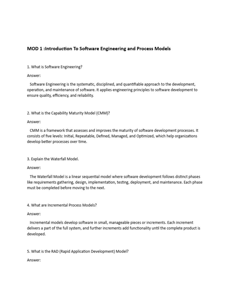 Software Engineering Process Models | PDF | Software Testing | Software ...