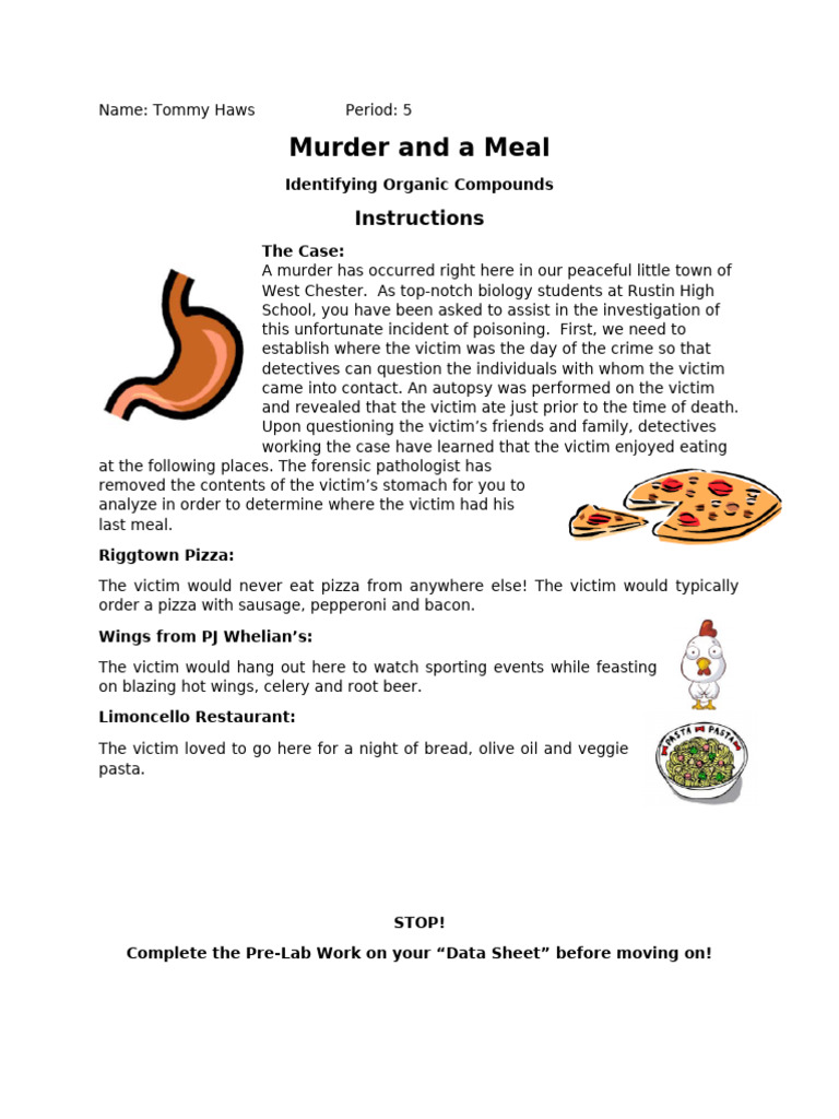 2.3 Murder and A Meal - Identifying Organic Compounds Lab - PROCEDURES ...