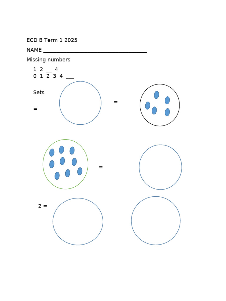 ECD B Maths Worksheets Term 1 2025 | PDF