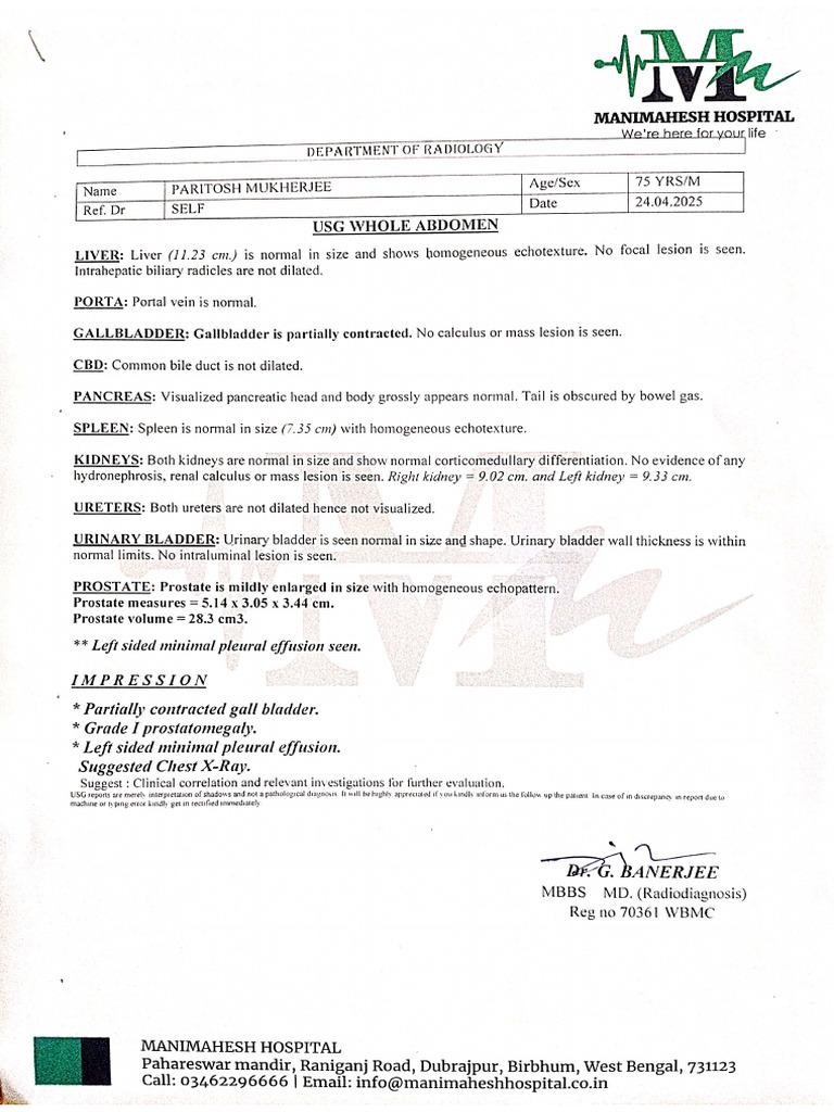 USG Report Paritosh Mukherjee | PDF