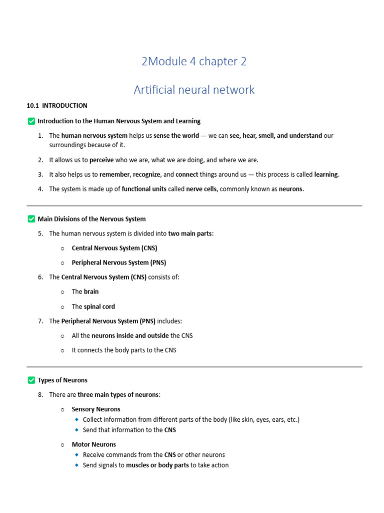 Module 4 Artificial Neural Network | PDF | Nervous System | Central Nervous System