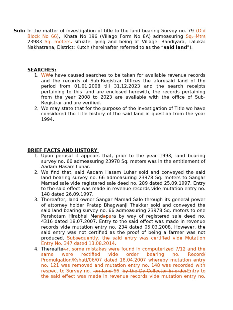 Title Investigation for Land in Bandiyara | PDF | Common Law | Civil ...