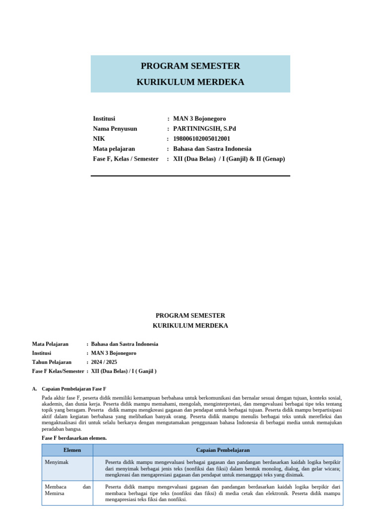 PROMES Kurikulum Merdeka | PDF
