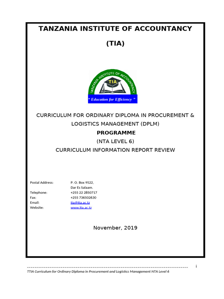 Plm-Nta Level 6 2019 Nov | PDF | Procurement | Logistics