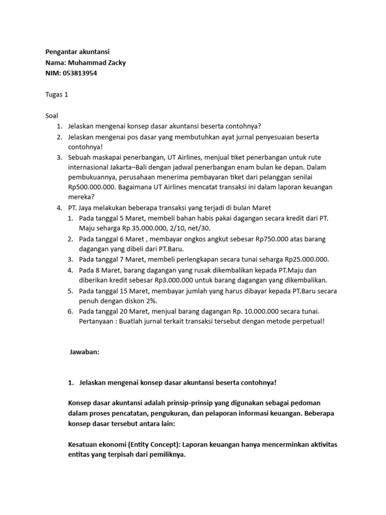 Tugas 1 Pengantar Akuntansi | PDF