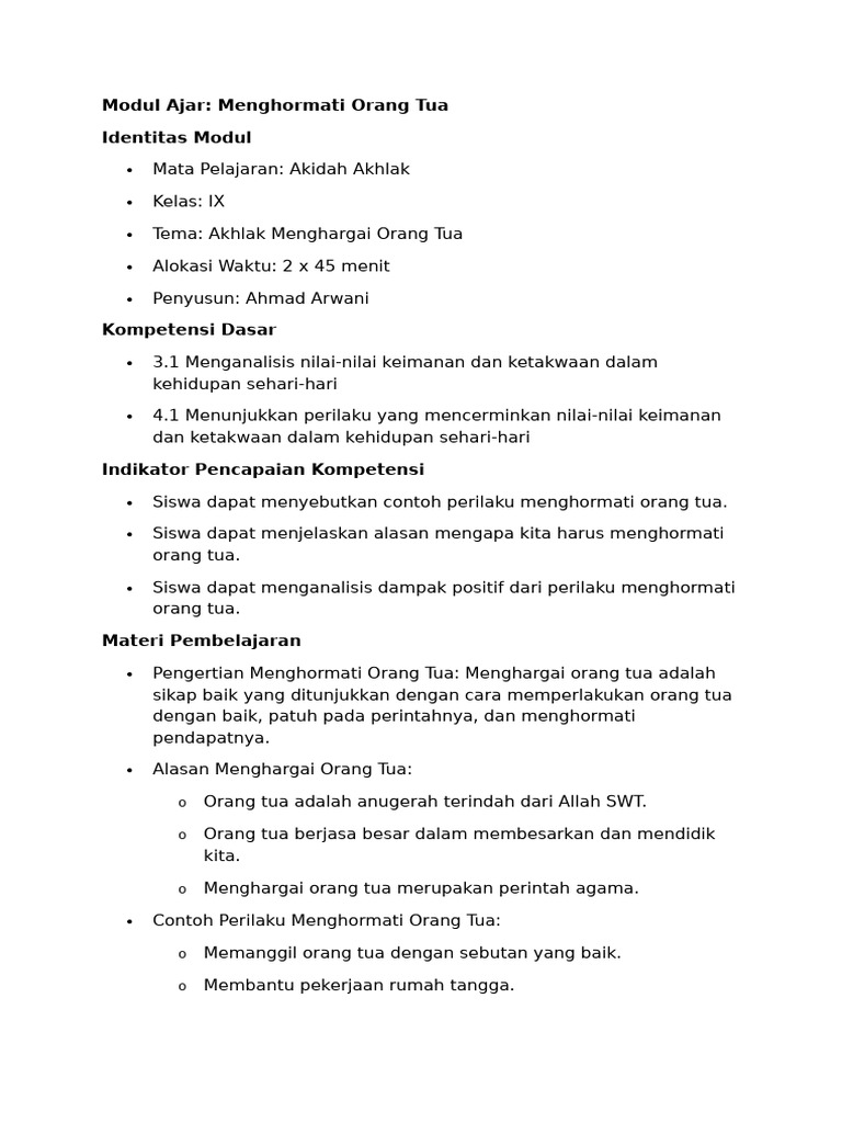 Modul Ajar Akidah Akhlak 1 | PDF