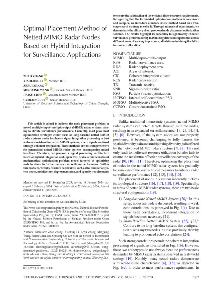 Zhang 等 - 2024 - Optimal Placement Method of Netted MIMO Radar Nodes Based on Hybrid Integration ...