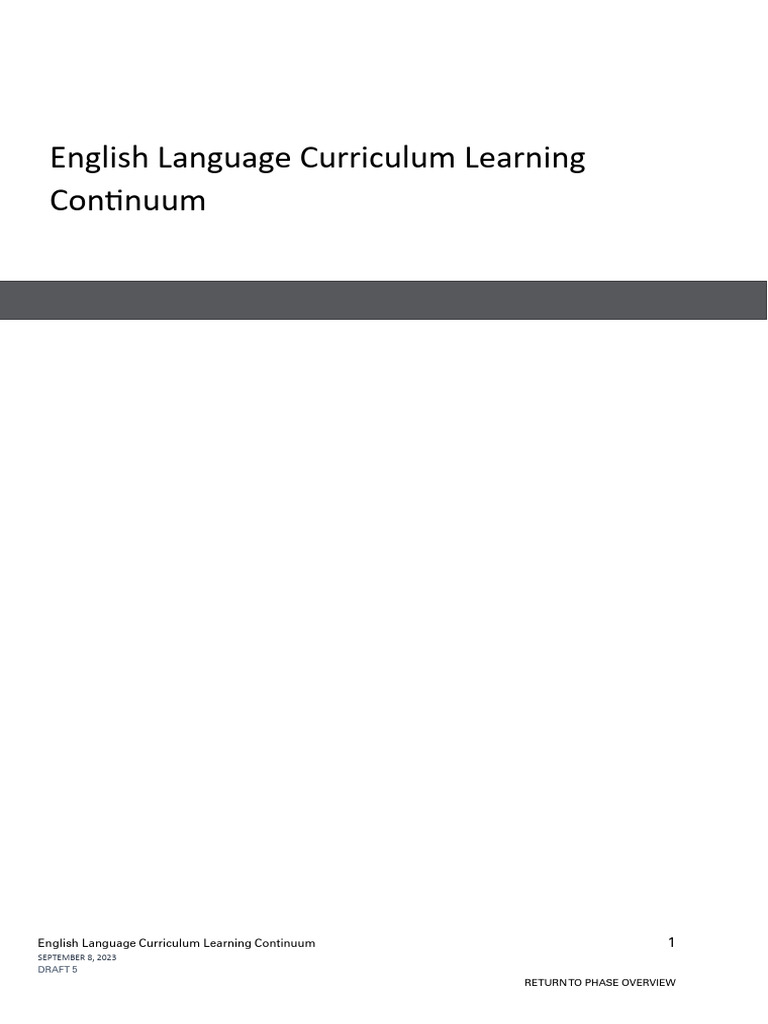 English Language Curriculum Learning Continuum | PDF | English Language ...