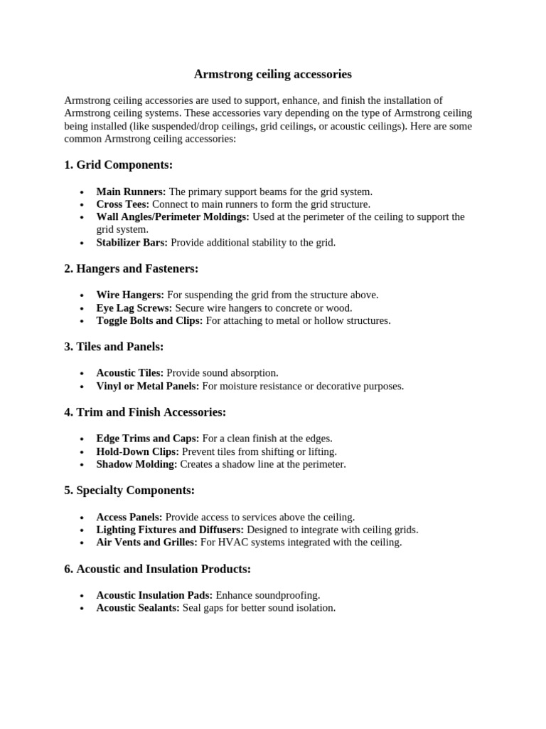 Armstrong Ceiling Accessories Overview | PDF