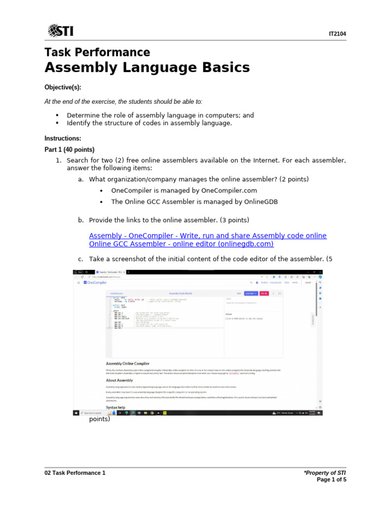 02_Task_Performance_1(6) | PDF | Assembly Language | Computer Architecture
