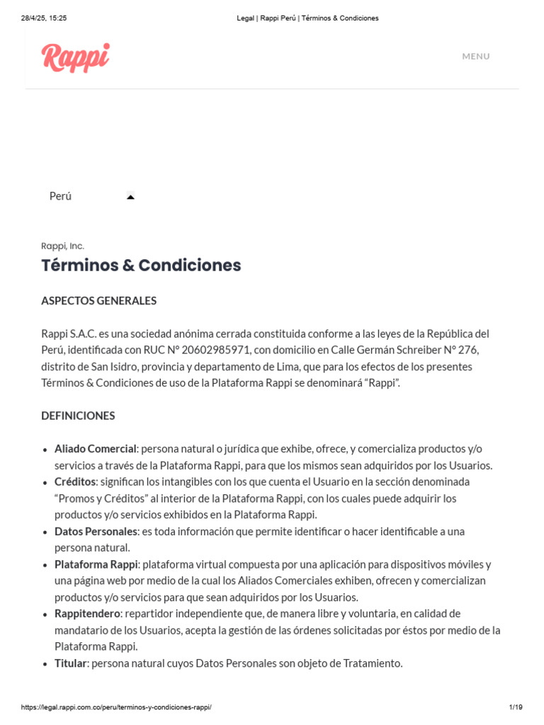 terminos rappi | PDF | Tarjeta de débito | Tarjeta de crédito