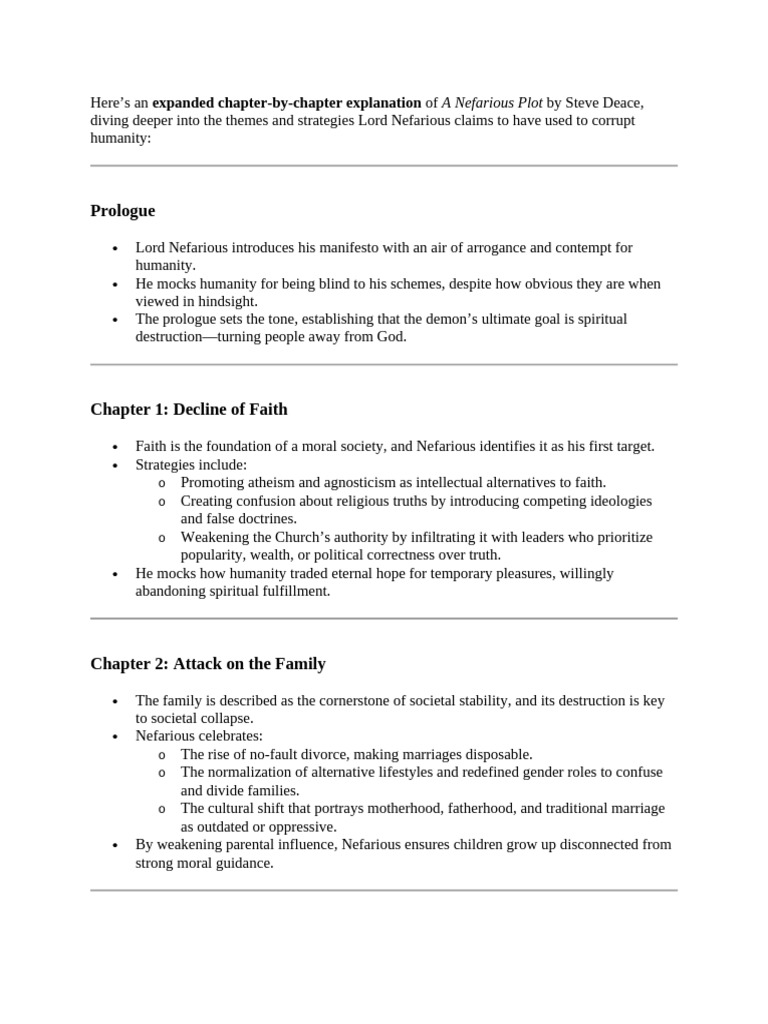 A Nefarios Plot by Steven Deace - Summary by Chatgpt | PDF | Faith | Seven Deadly Sins