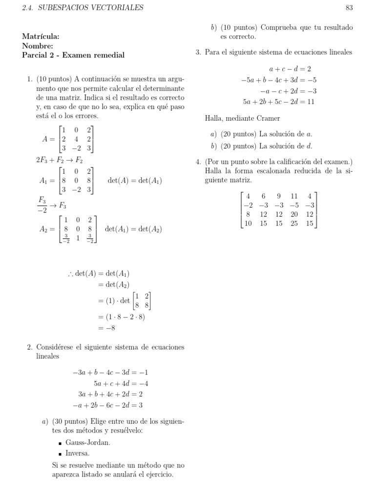 Linear Algebra p2 Remedial Idma | PDF | Álgebra | Álgebra abstracta