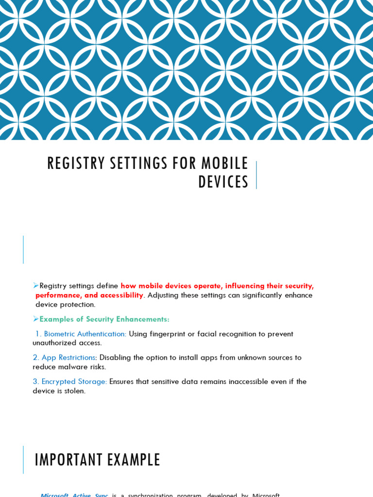 Mobile Device Registry Settings Overview | PDF | Windows Registry ...
