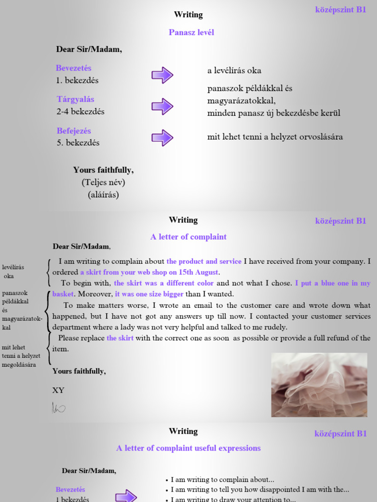 B1 Complaint Letter Guidelines | PDF