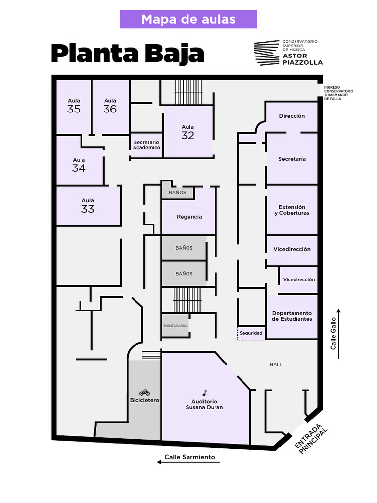 Mapas de Aulas Conservatorio Superior de Musica Astor Piazzolla | PDF