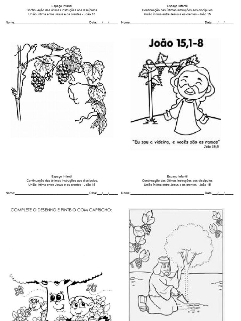 ATIVIDADES Infantis - Jesus É A Videira Verdadeira | PDF