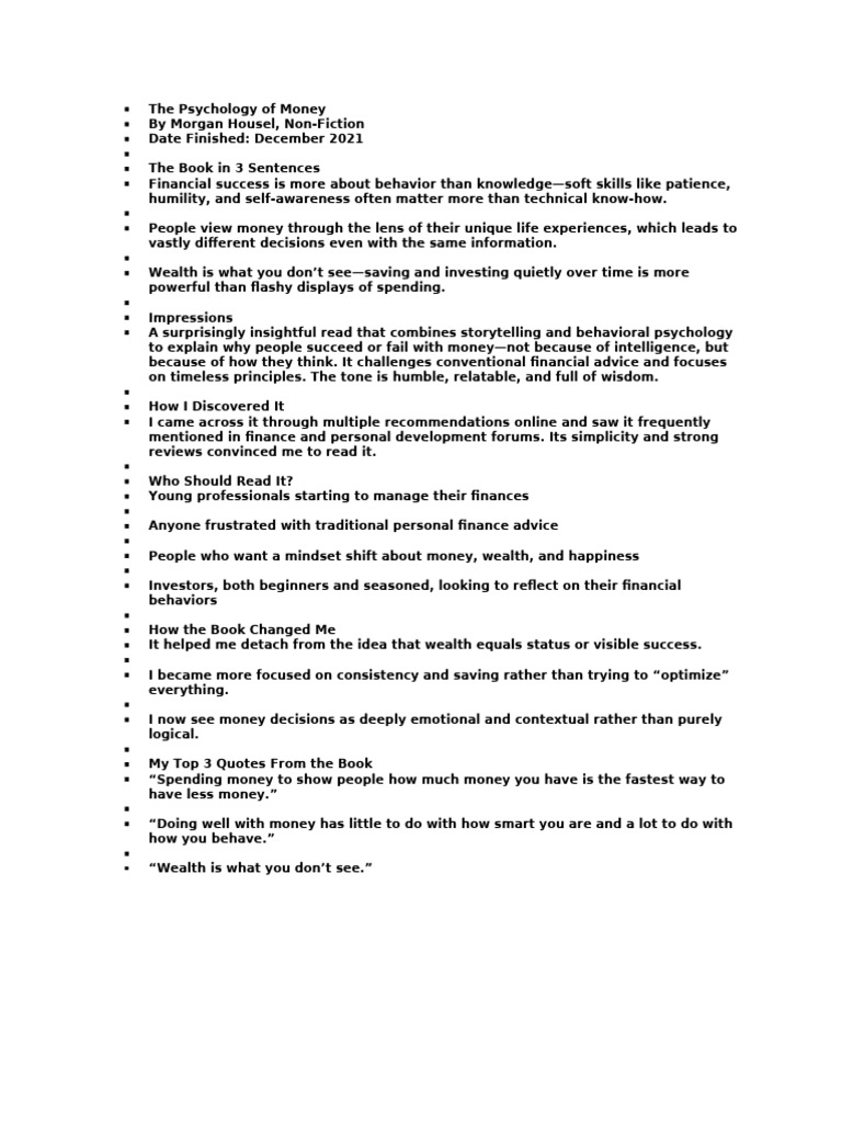 The Psychology of Money | PDF