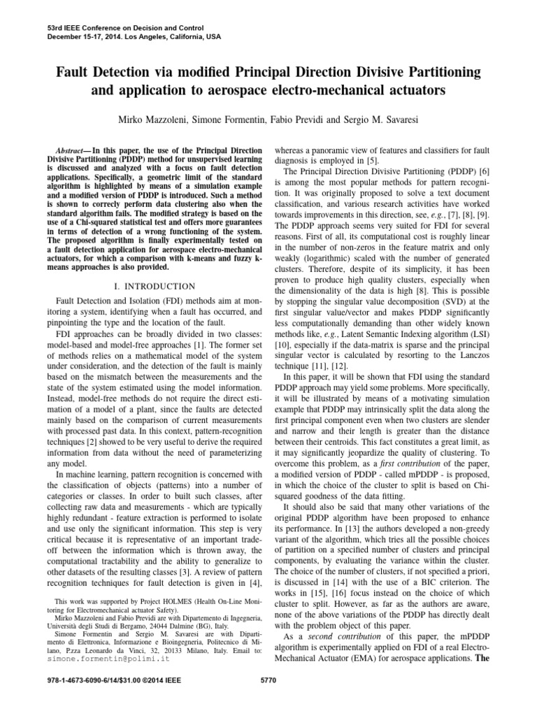 Fault Detection Via Modified Principal Direction Divisive Partitioning ...
