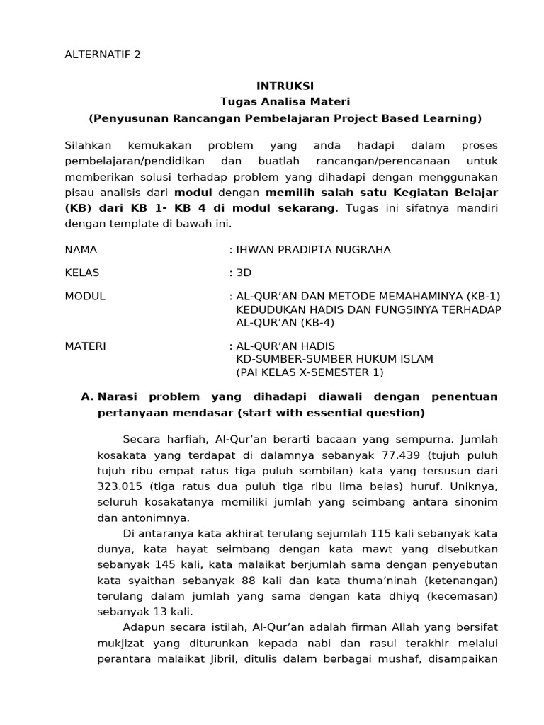 Tugas Analisa Materi Modul 7 Qurdis | PDF