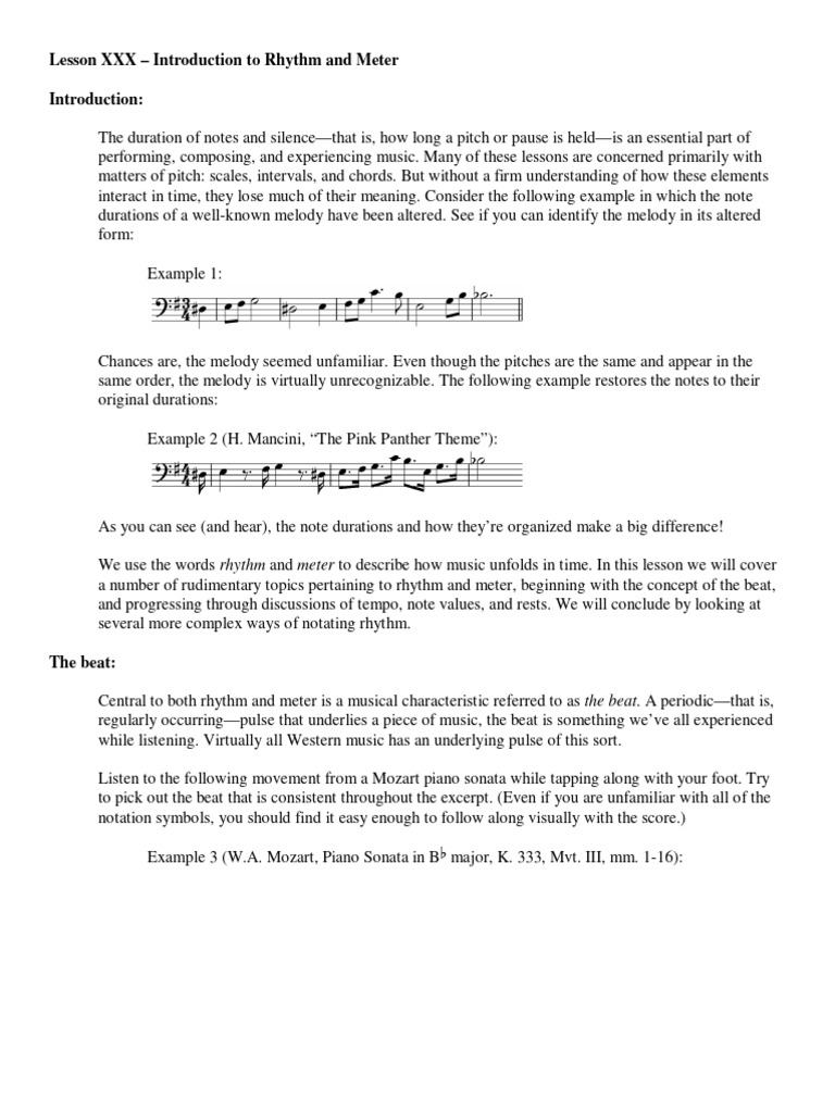 Introduction To Rhythm and Meter | PDF | Rhythm | Musicology