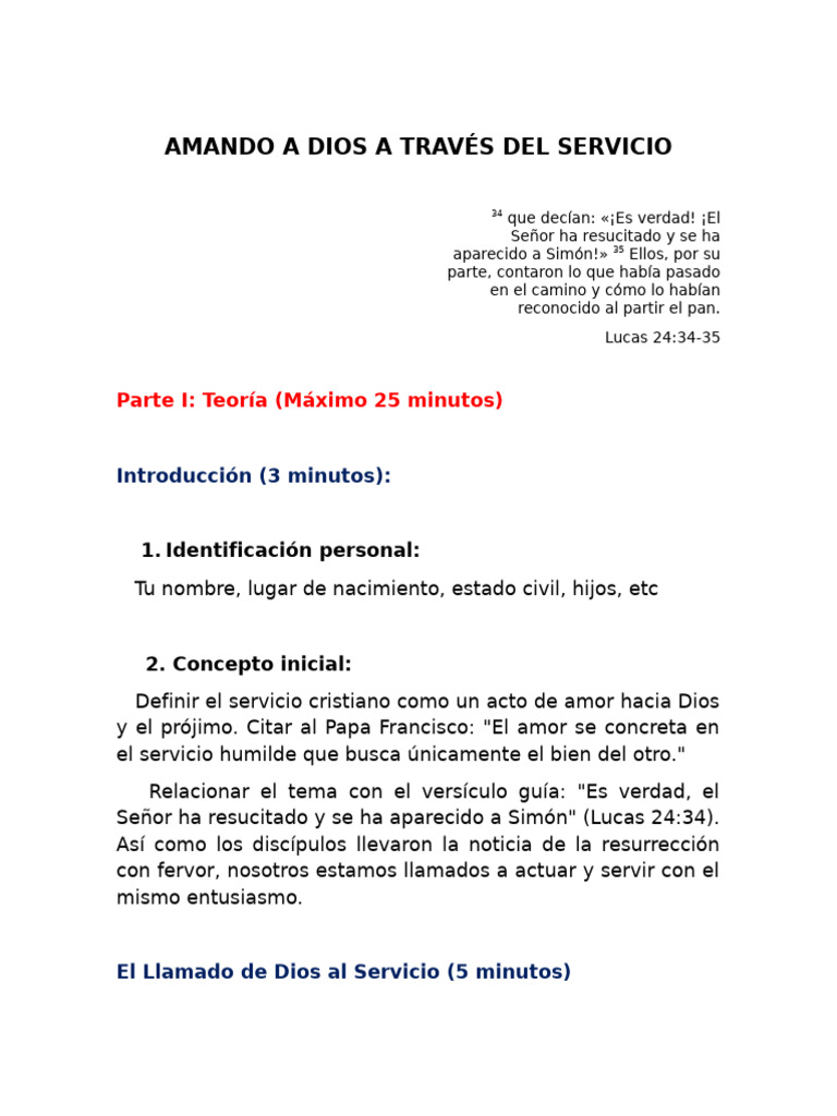 Amando A Dios A Través Del Servicio | PDF | La resurrección de Jesús | Amor