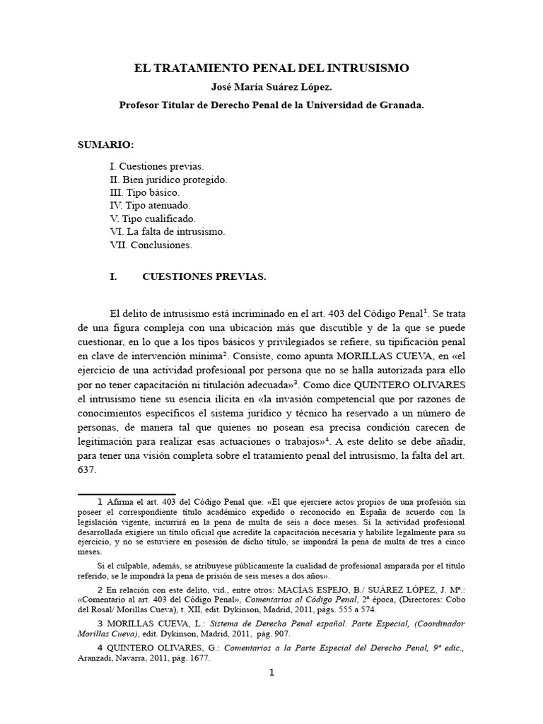 Tratamiento Penal del Intrusismo Profesional | PDF | Fraude | Derecho penal