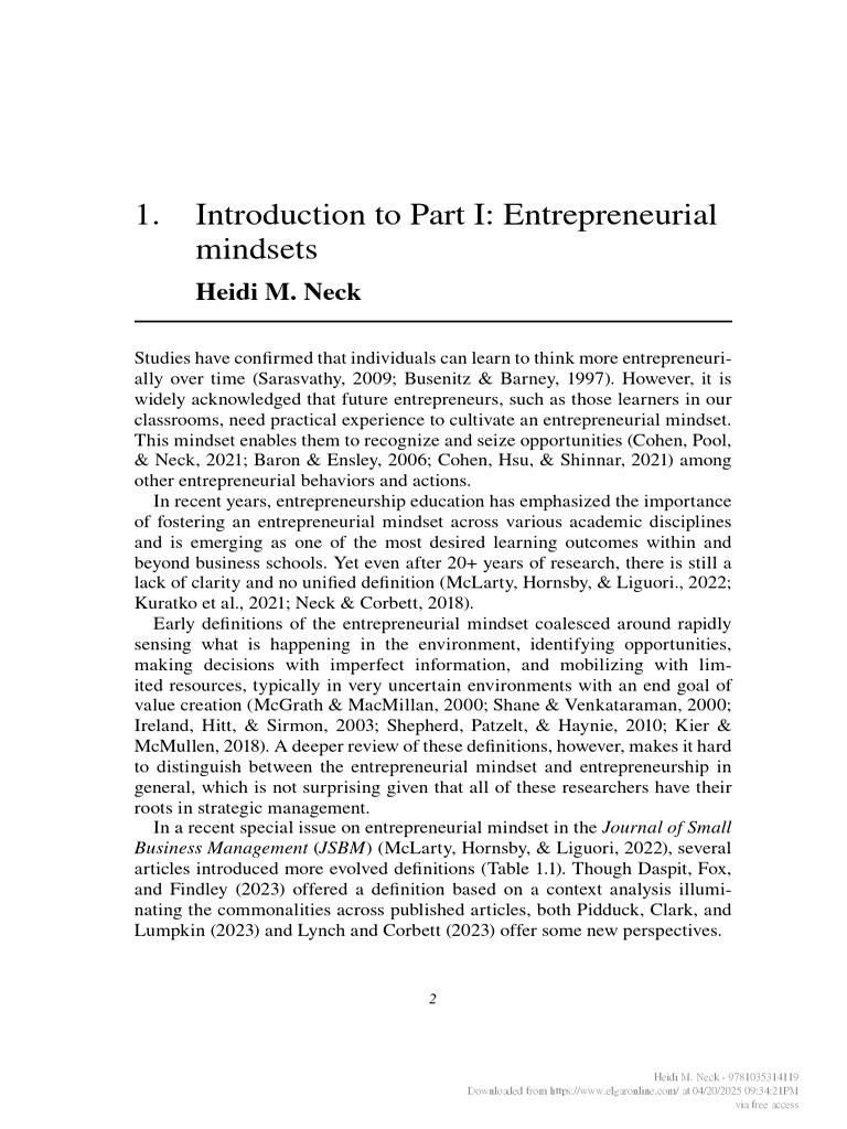 Chapter1 | PDF | Entrepreneurship | Mindset
