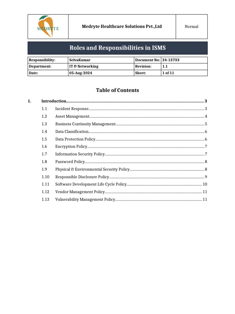Roles and Responsibilities in ISMS | PDF | Password | Information Security