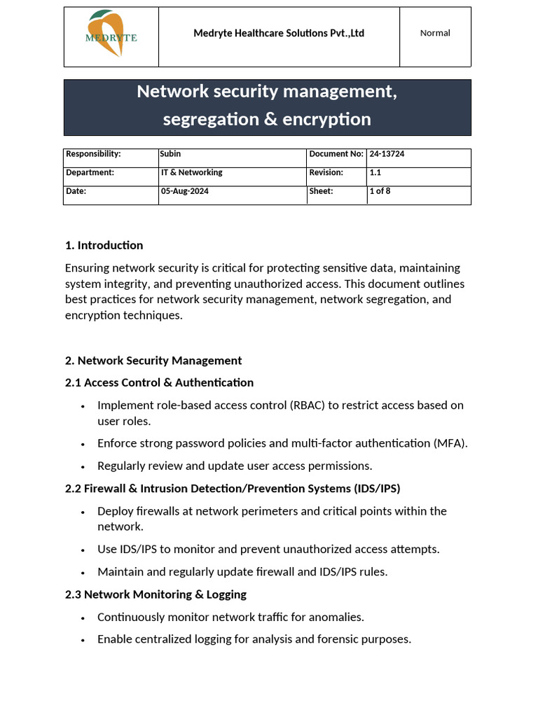 Network Security Management, Segregation and Encryption | PDF | Virtual ...