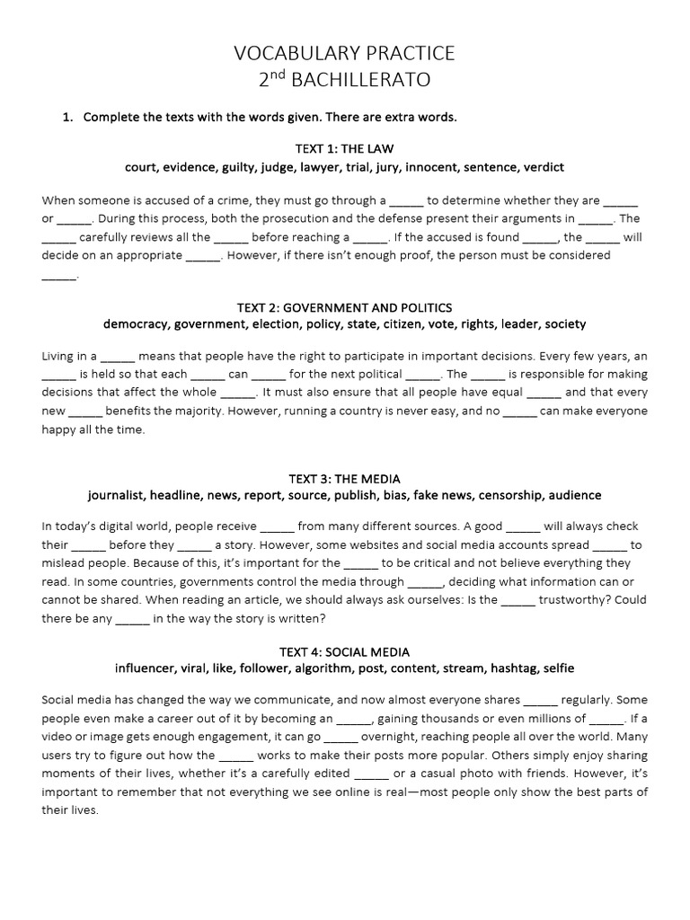 2bat Vocabulary Practice 24-25 | PDF | Cost Of Living | Popular Culture ...