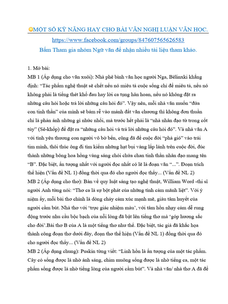 Mot So Ky Nang Hay Cho Bai Van Nghi Luan Van Hoc - Compress | PDF