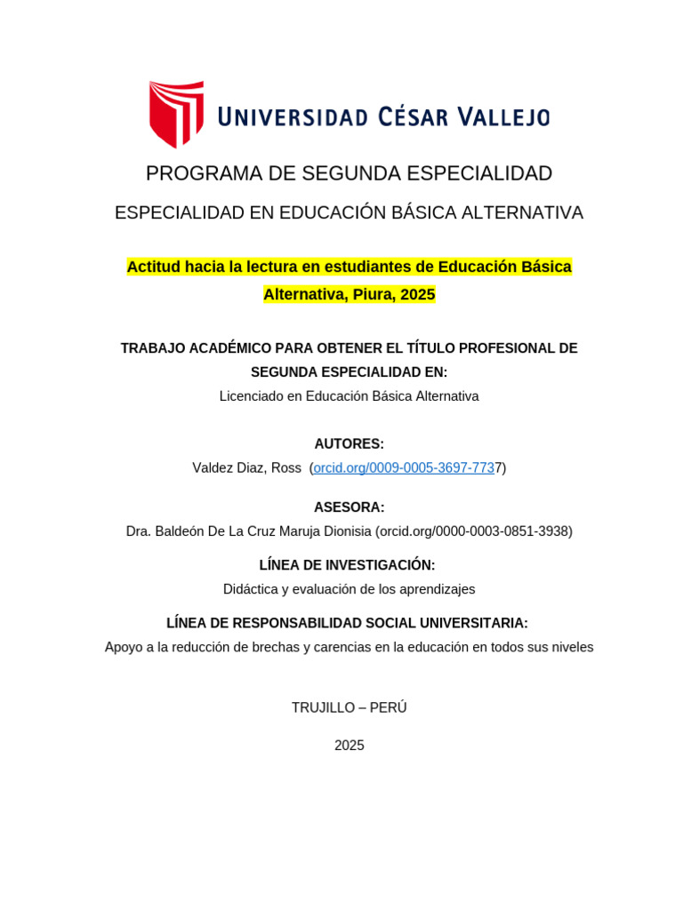 Formato Del Proyecto de Trabajo Académico 2025 - Eba | PDF