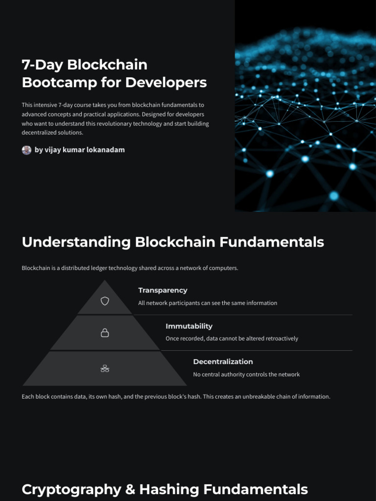7 Day Blockchain Bootcamp For Developers | PDF | Bitcoin | Computer Science