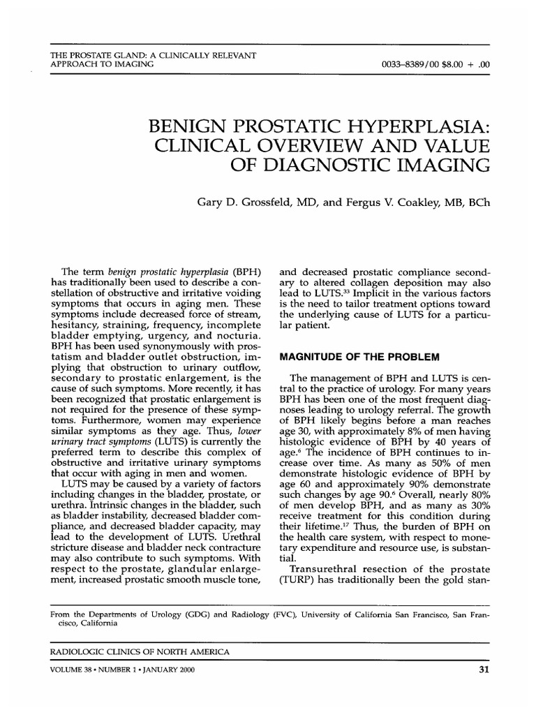 BENIGN PROSTATIC HYPERPLASIA Clinical Overview and Value of Diagnostic ...