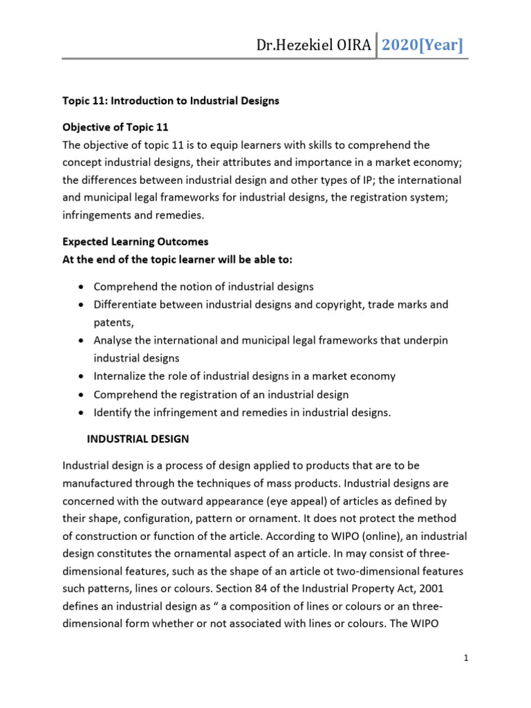 Topic 11 - Introduction To Industrial Designs | PDF | Copyright ...