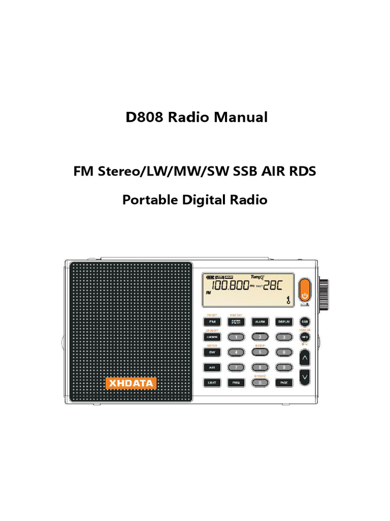 XHDATA D 808 Manual 2024 | PDF | Frequency Modulation | Radio