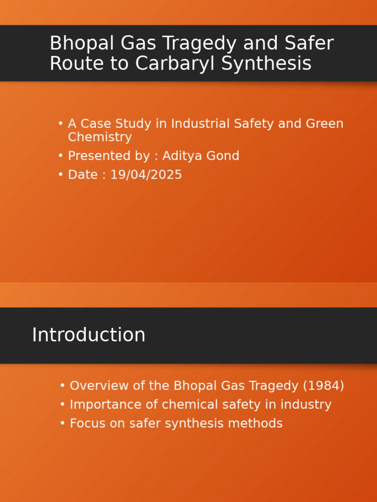 Safer Carbaryl Synthesis Post-Bhopal | PDF