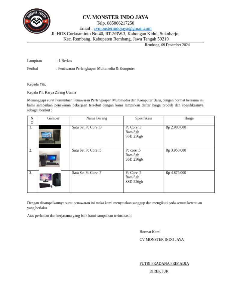 Penawaran Barang PC Second | PDF