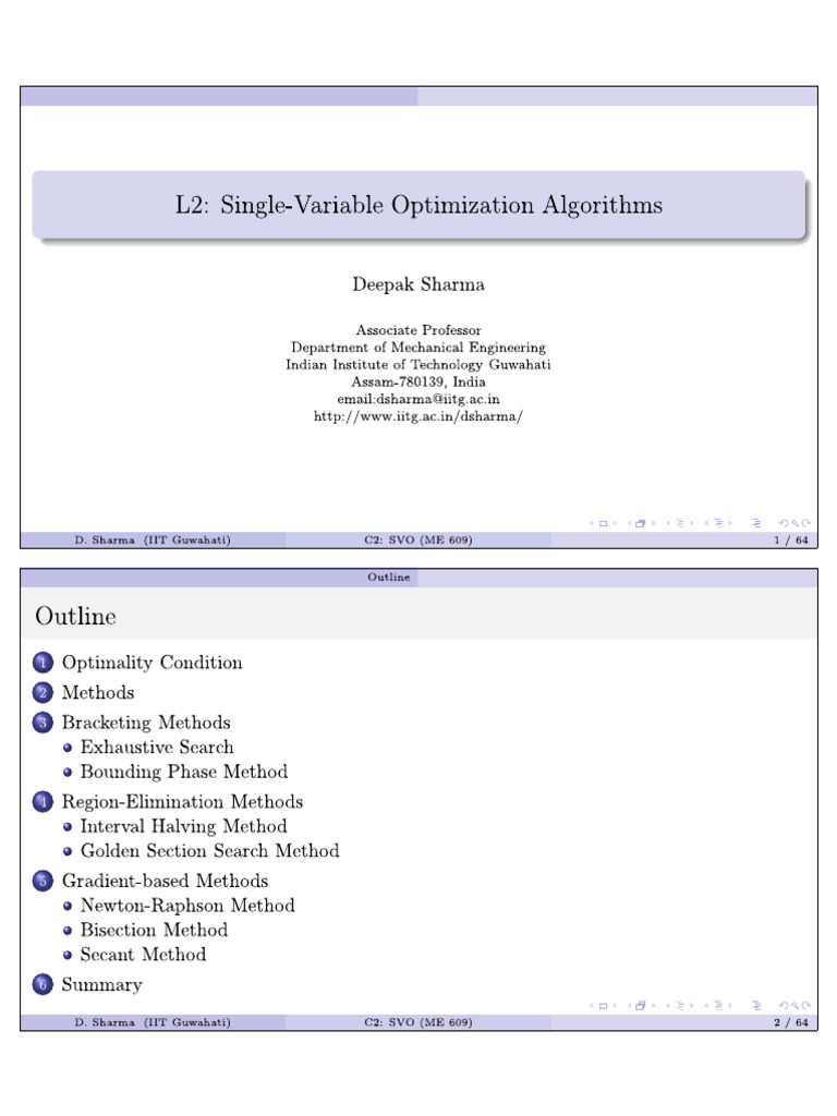 L2 Single-Variable Optimization Handouts 1 | PDF
