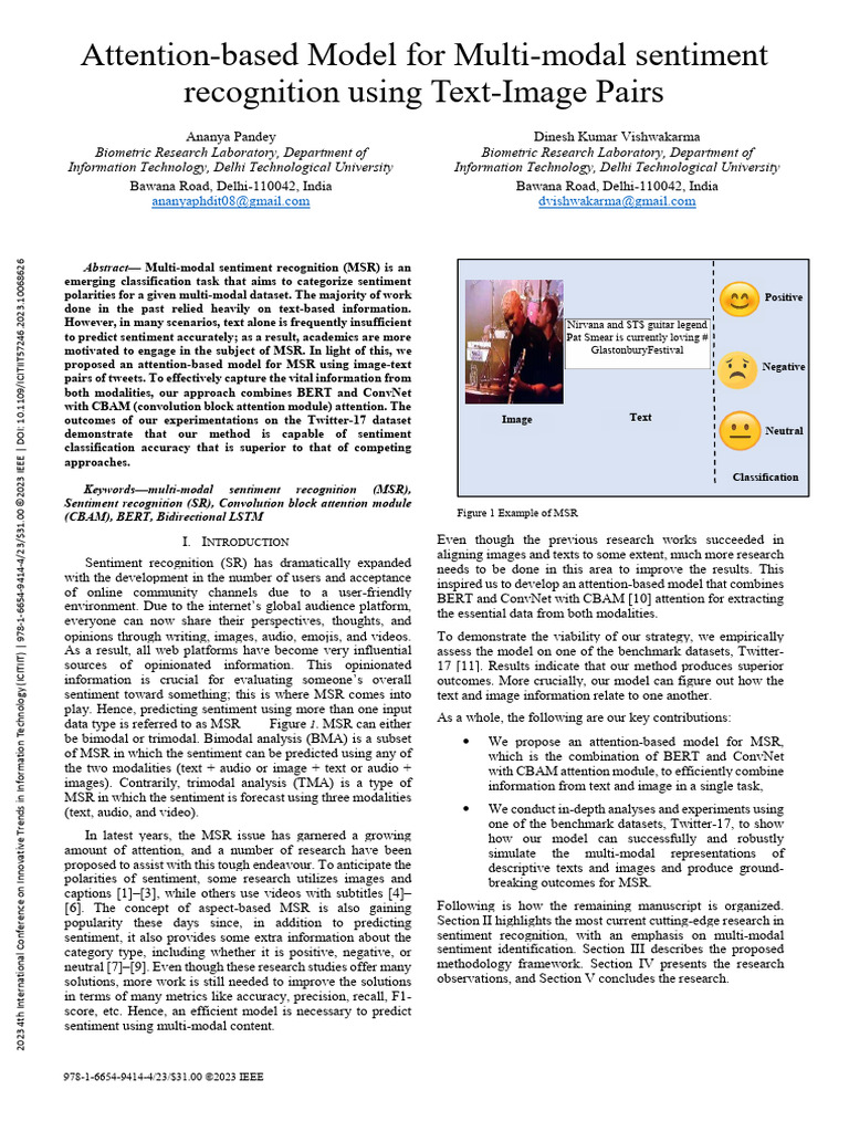 Attention-Based Model For Multi-Modal Sentiment Recognition Using Text-Image Pairs | PDF ...