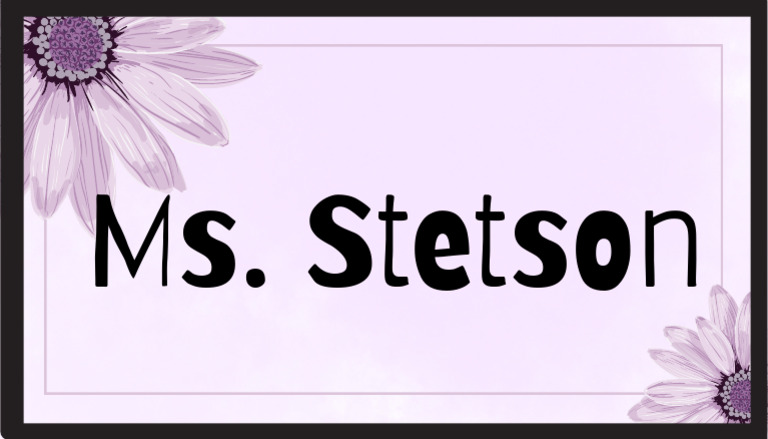 Purple Watercolor Floral Name Tag | PDF